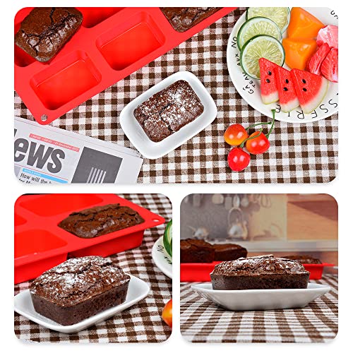 CAKETIME Silicone Mini Loaf pan, Mini Bread Pan Brownie Pan, 12 Cavities Nonstick Food Grade for Baking Mini Bread, Brownie, Cornbread, Cheesecake & Chocolate (1 Pack)