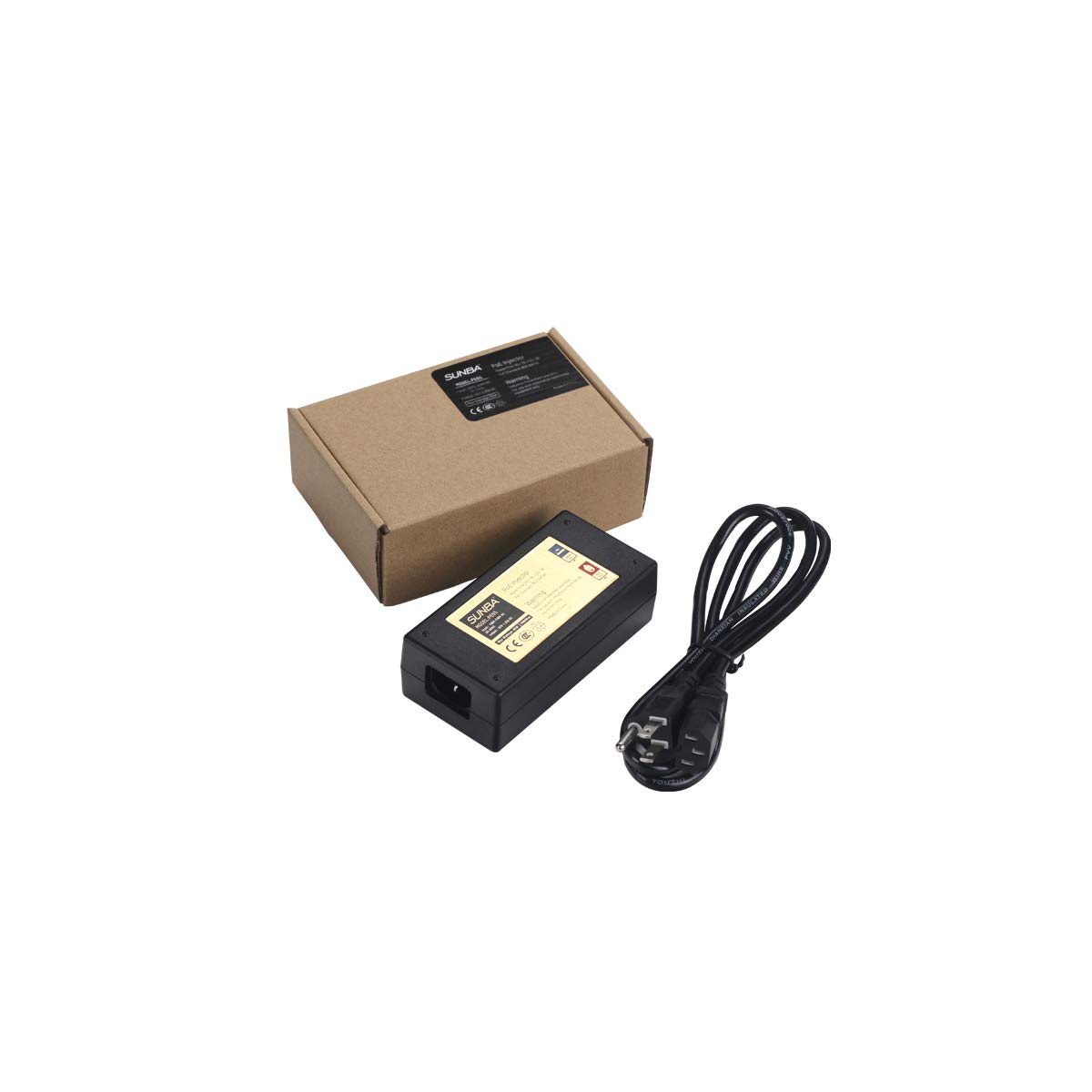 SUNBA Gigabit 65W Power Over Ethernet PoE+ Injector, 802.3at/af/bt Compliant, High Power Long Distance Transmission for IP Cameras