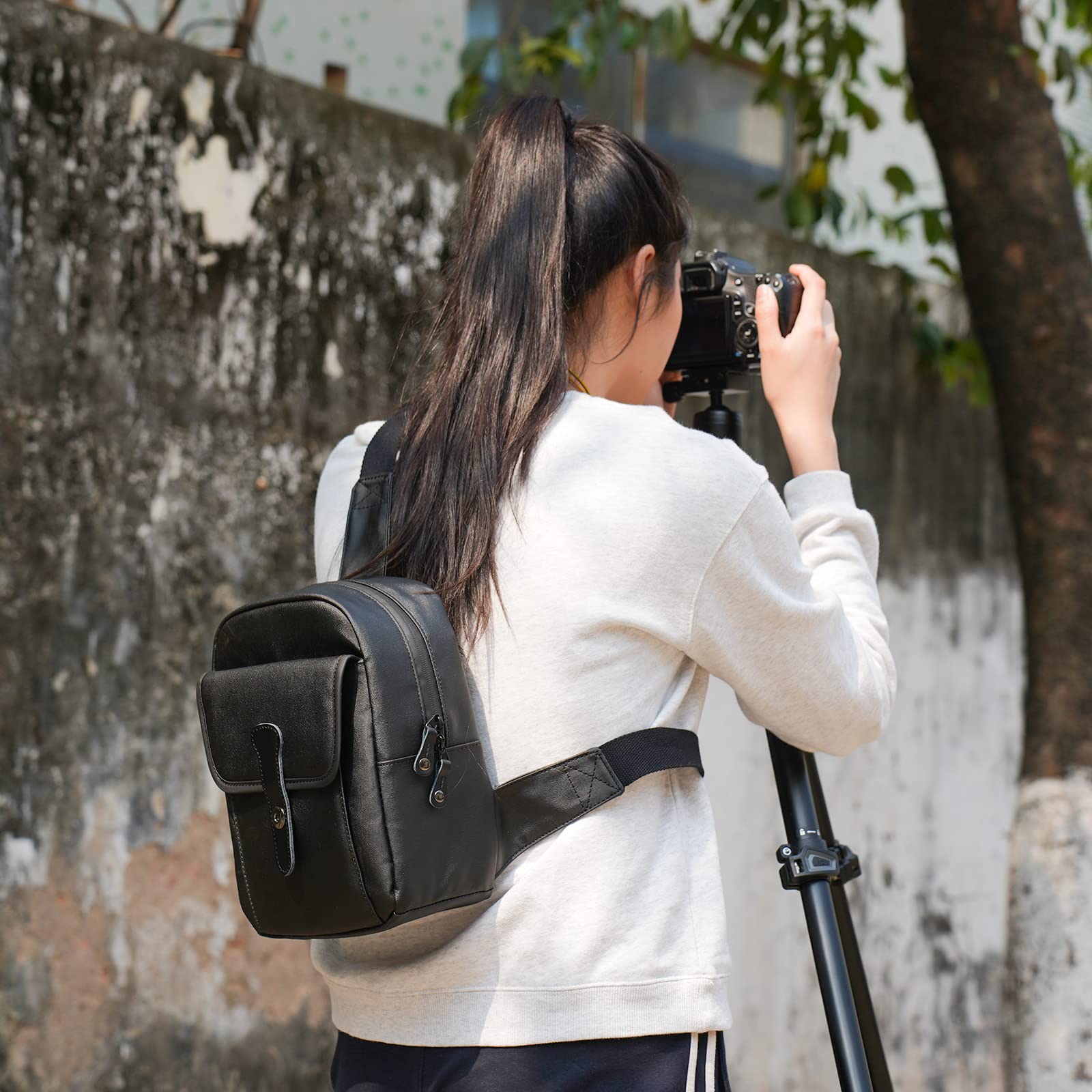 Besnfoto Camera Bag Small Sling Bag Backpack DSLR Mirrorless Camera Shoulder Crossbody Bag for Photographer Waterproof Compact Cute Photo Bag for Women Men