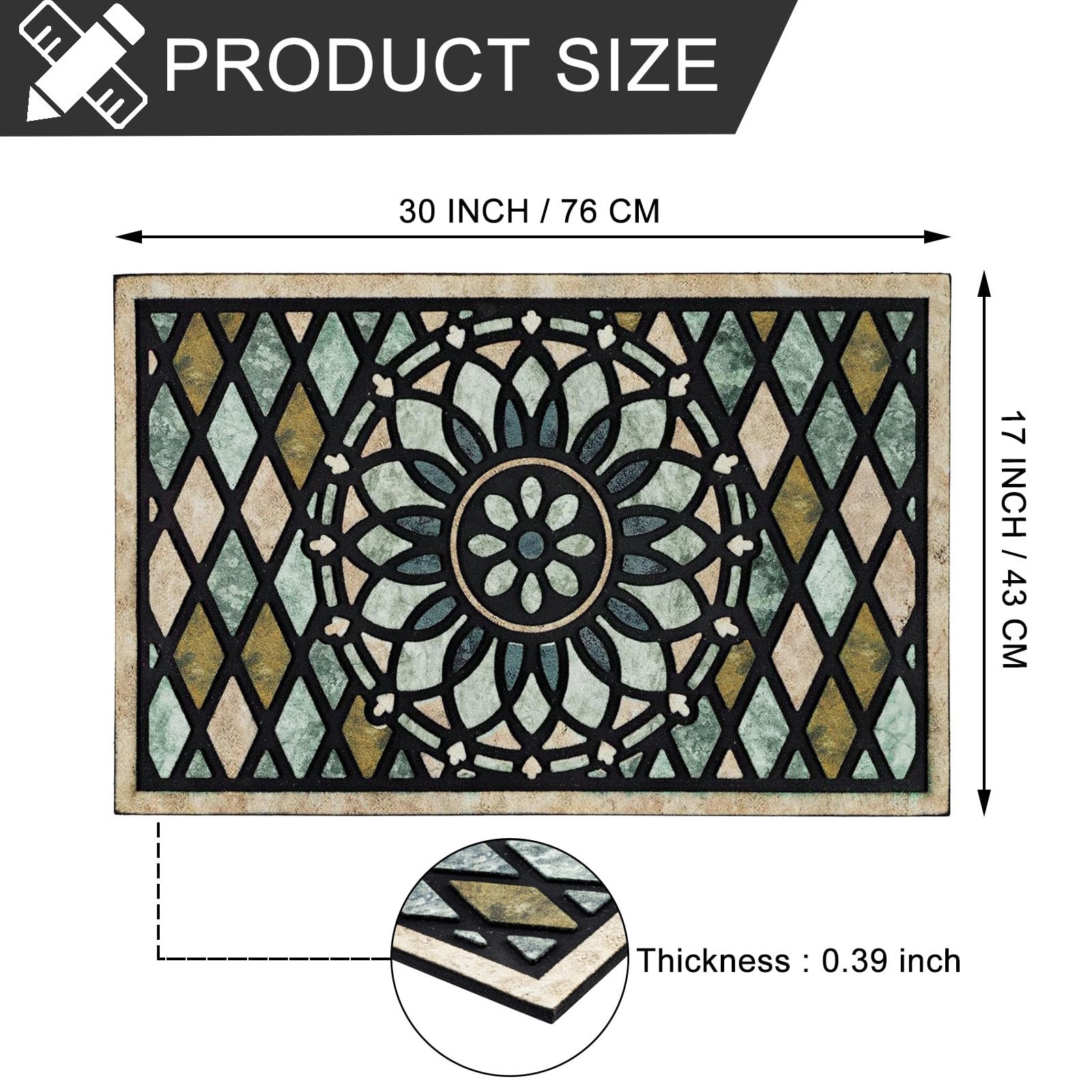 CHICHIC Door Mat Welcome Mat 17x 30 Inch Front Door Mat Outdoors for Home Entrance Outdoors Mat for Outside Entry Way Doormat Entry Rugs, Heavy Duty Non Slip Rubber Back Low Profile, Flower