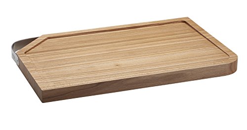 Rosle 15033 Cutting Board with Stainless Steel Handle, Wood, Natural, 48 x 32 x 3 cm