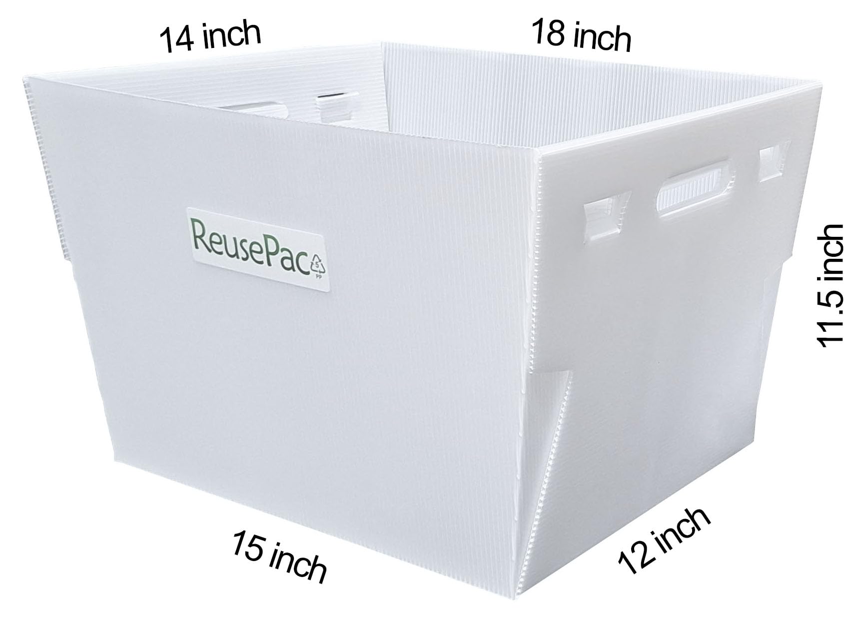 REUSEPAC Postal Mail Tote Nestable Box, Storage Bin Container, Laundry Basket for Home and Business, Corrugated Plastic, Lightweight, Heavy Duty, Foldable,10 Gal (nWhite 4 Pack)