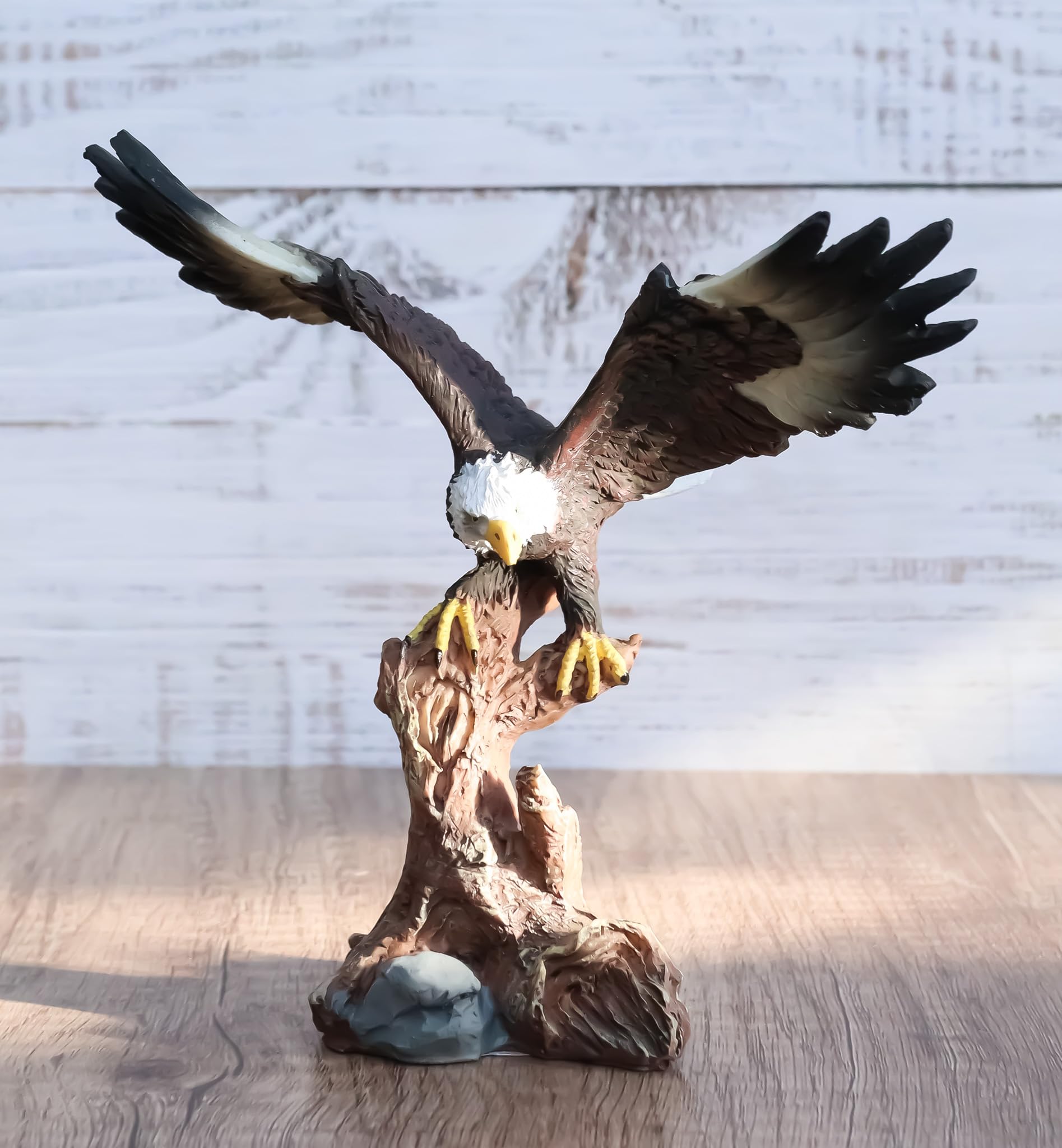 Ebros 7" Tall Bald Eagle Descending On Tree Branch Decorative Figurine As Patriotic Home And Office Decor Perching Eagles Wings Of Glory American Emblem Freedom Statues And Figurines