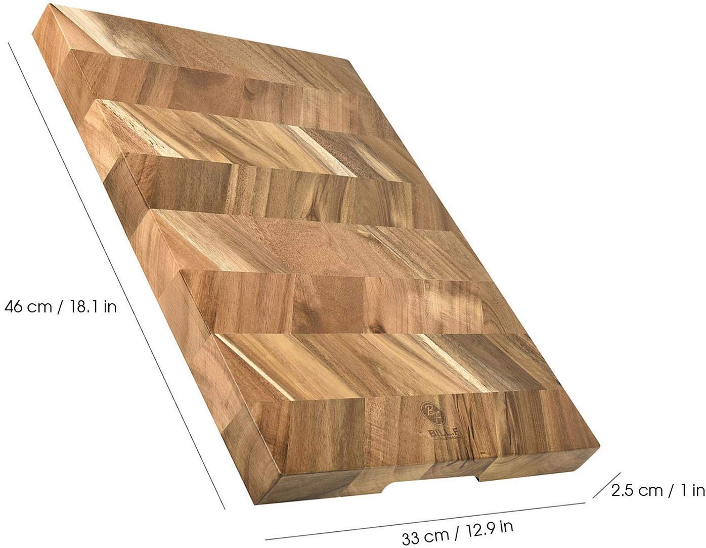 BILL.F Chopping Board 18" Large Acacia Wood Cutting Chopping Board for Kitchen with End-Grain,1" Thick Large Butcher Block 18x13x1.0 in