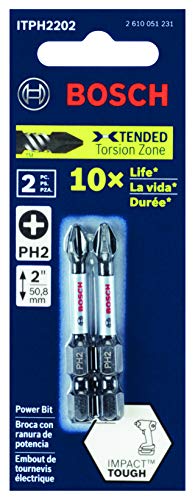 BOSCH ITPH2202 2-Pack 2 In. Phillips #2 Impact Tough Screwdriving Power Bits