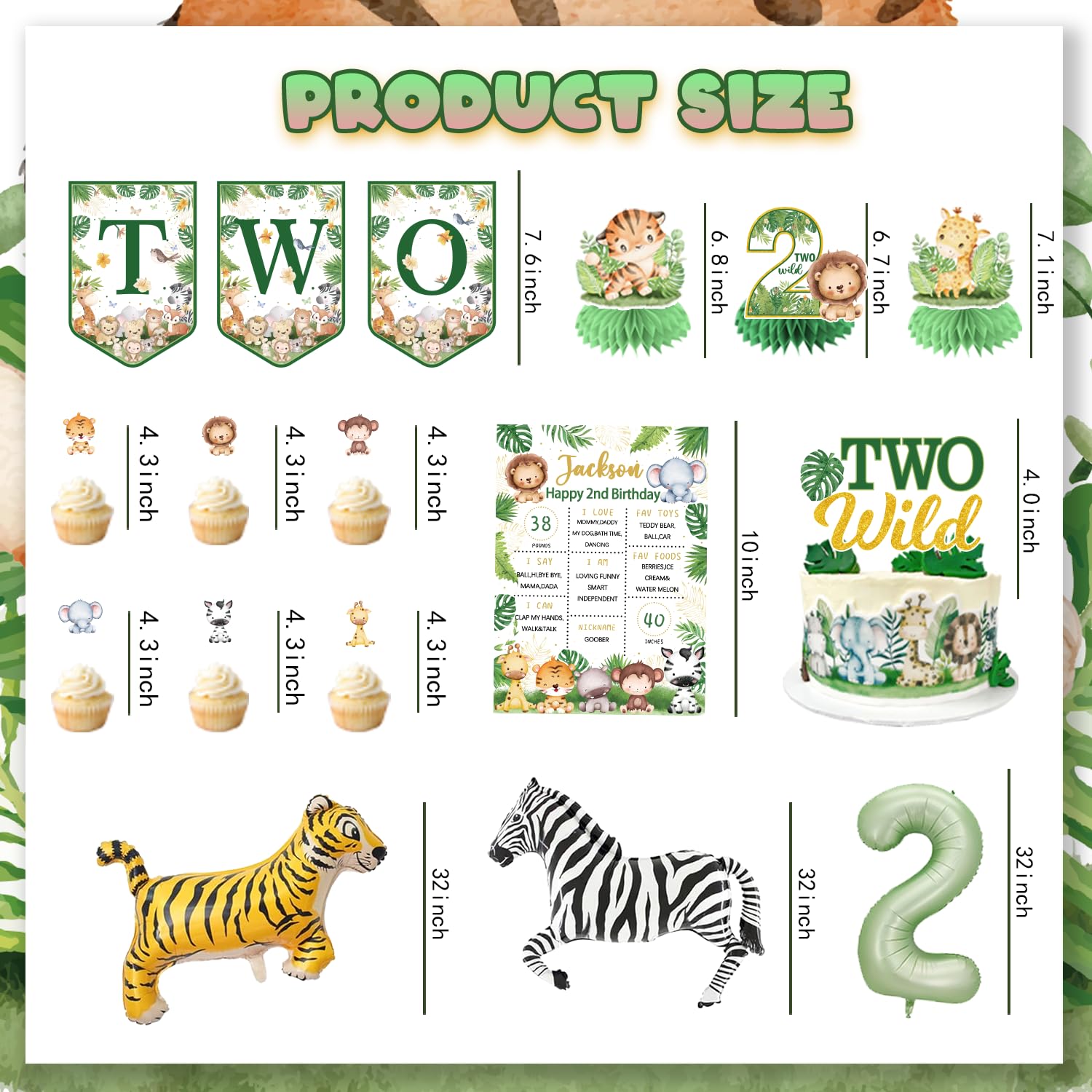 Cocomigo Two Wild Birthday Decorations Boy Two Safari Baby Shower Decorations Two Year Old Birthday Decorations 2 Year Old Birthday Decorations Boy Jungle Safari Animal 2nd Birthday Decorations