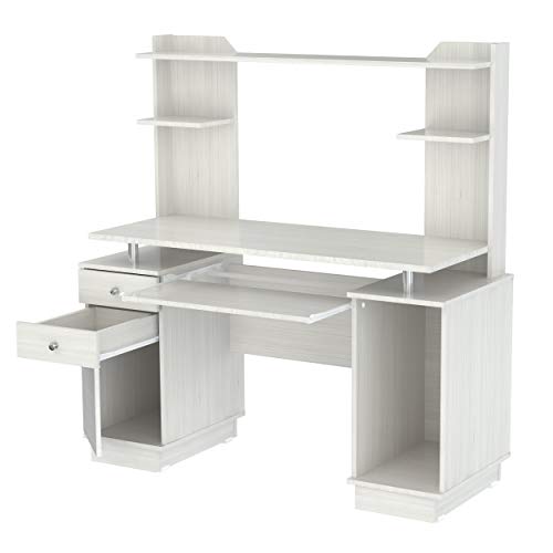 Inval America Computer Work Center with Hutch, 19.5 x 48.62 x 53.5, Washed Oak