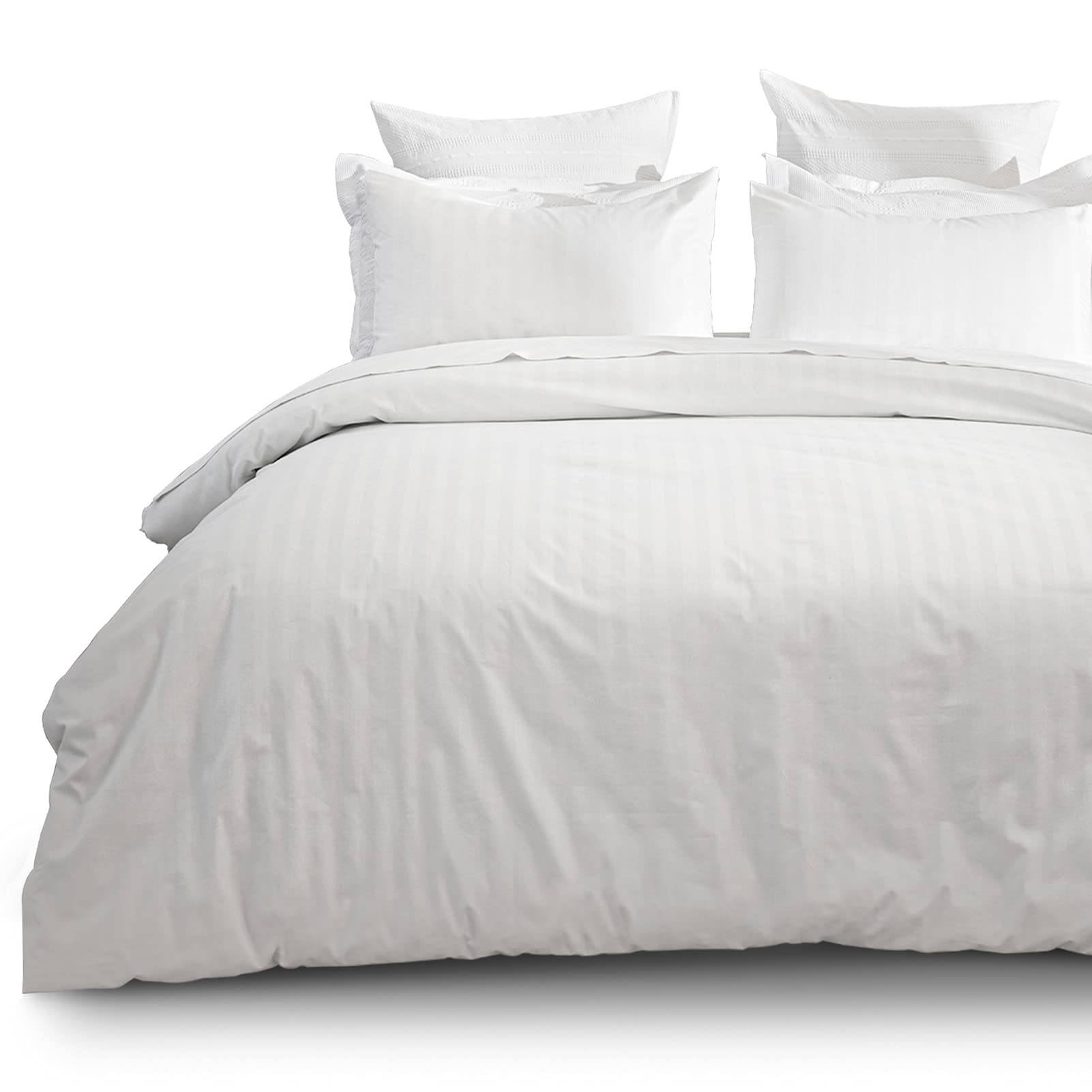 David's Home Cotton Blended Duvet Cover Set King, Ultra Soft Cozy Check Gingham Comforter Cover Set, Yarn Dyed Geometry Plaid Bedding Set 3 PCS for All Season,106"*92",Off White