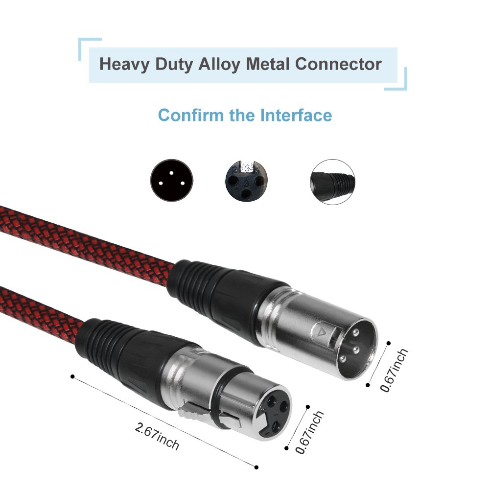 FURUI XLR Cable 50ft Male to Female, Microphone XLR Cable 3 Pin Nylon Braided Balanced XLR Cable Mic DMX Cable Patch Cords with Oxygen-Free Copper Conductors