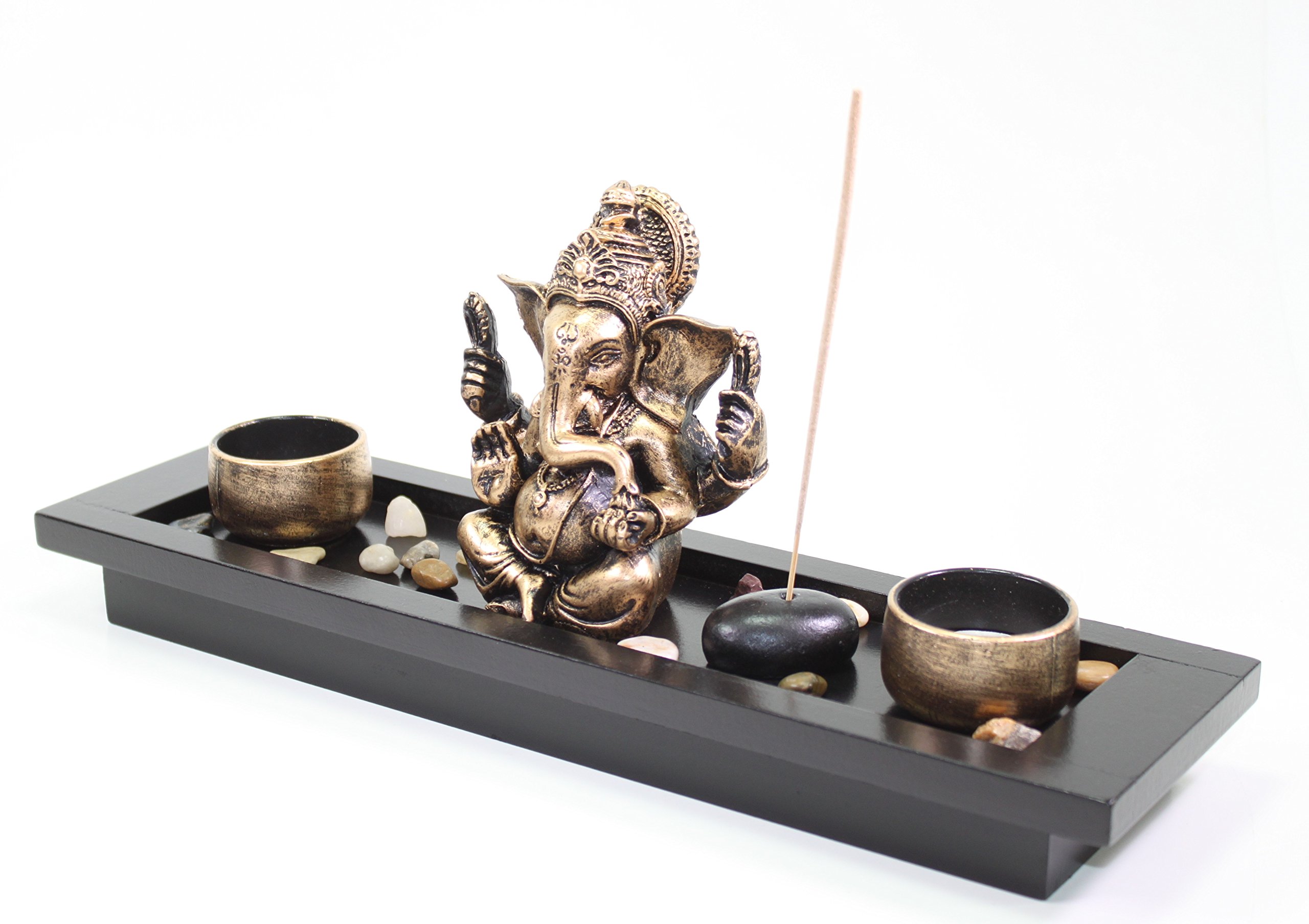 Elephant Ganesha Zen Garden Rocks Incense Burner Candle Holder Home Decor Gift