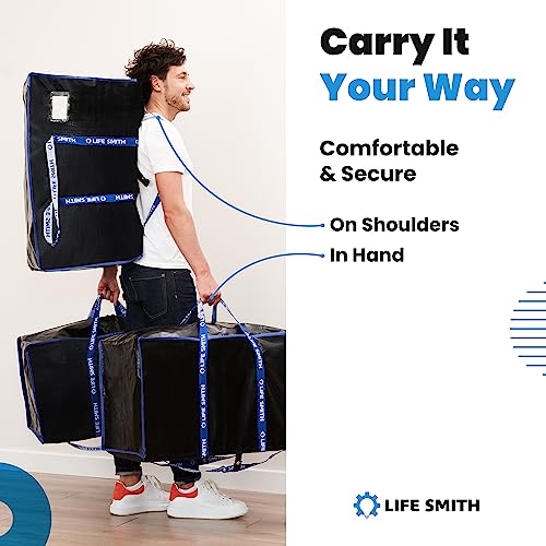 Clothing Storage Bags with Zipper - 4 Pack of Heavy Duty Moving Bags Extra Large - Dorm Storage Moving Tote Bag - Packing Bags for Moving Dorm Room Essentials, Pillows, Bedding & Blankets