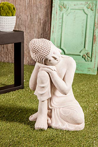 Deco 79 Magnesium Oxide Buddha Decorative Garden Sculpture Indoor Outdoor Meditating Garden Statue, Outdoor Sculpture 13" x 13" x 20", Gray
