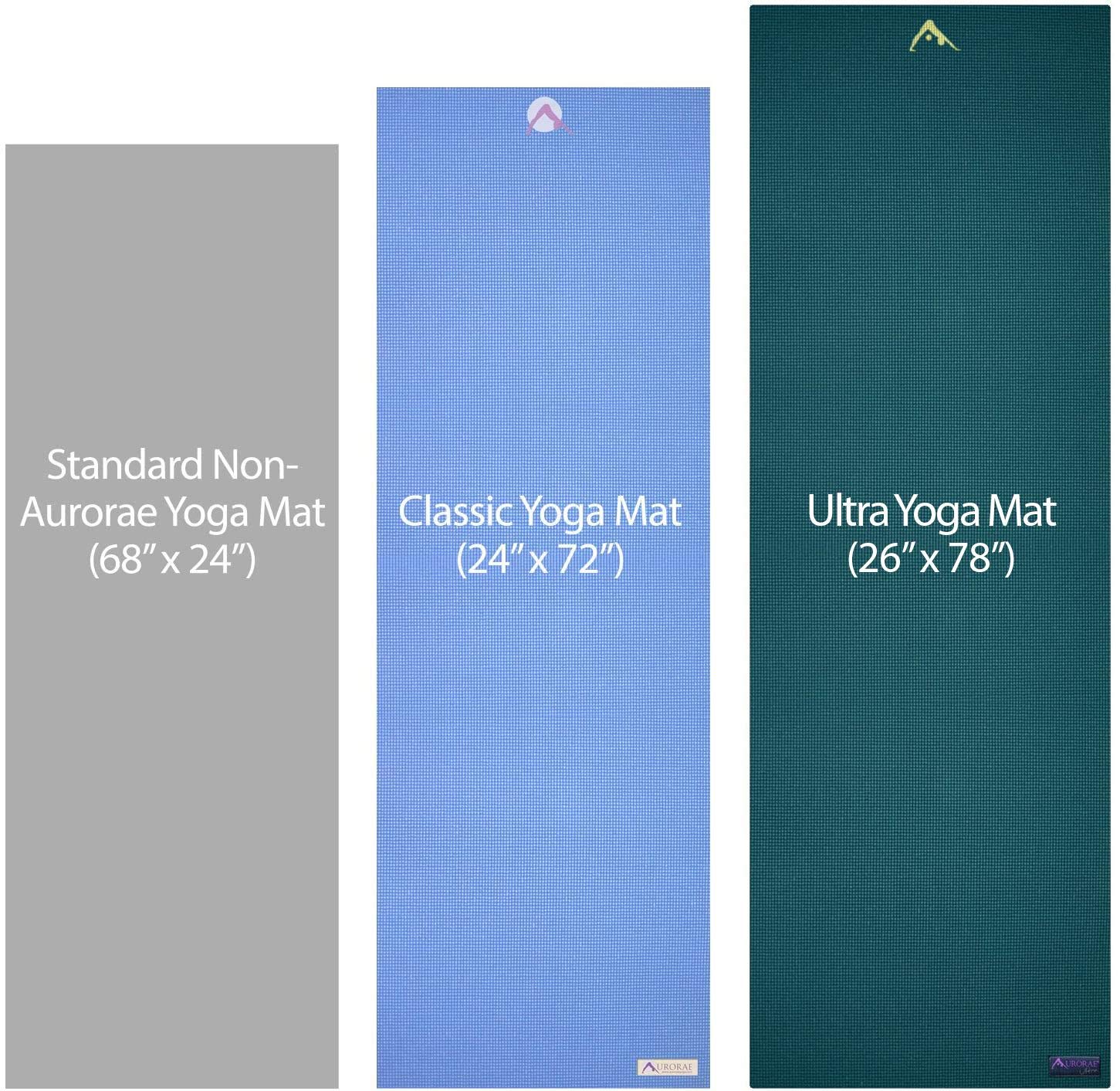 AURORAE ULTRA Extra Long 78" Extra Wide 26" Yoga Mat. Slip Free Rosin & Carry Strap included