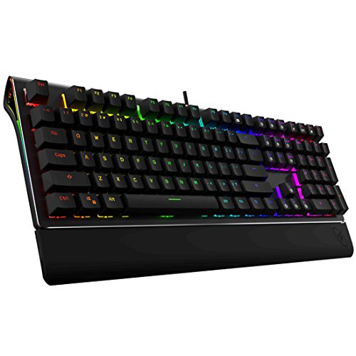 Rosewill Mechanical Gaming Keyboard, RGB Backlit Clicky Computer Mechanical Keyboard for PC, Laptop, Mac, Rainbow LED Modes with Side Backlight & Software Suite for Customization – Brown Switch