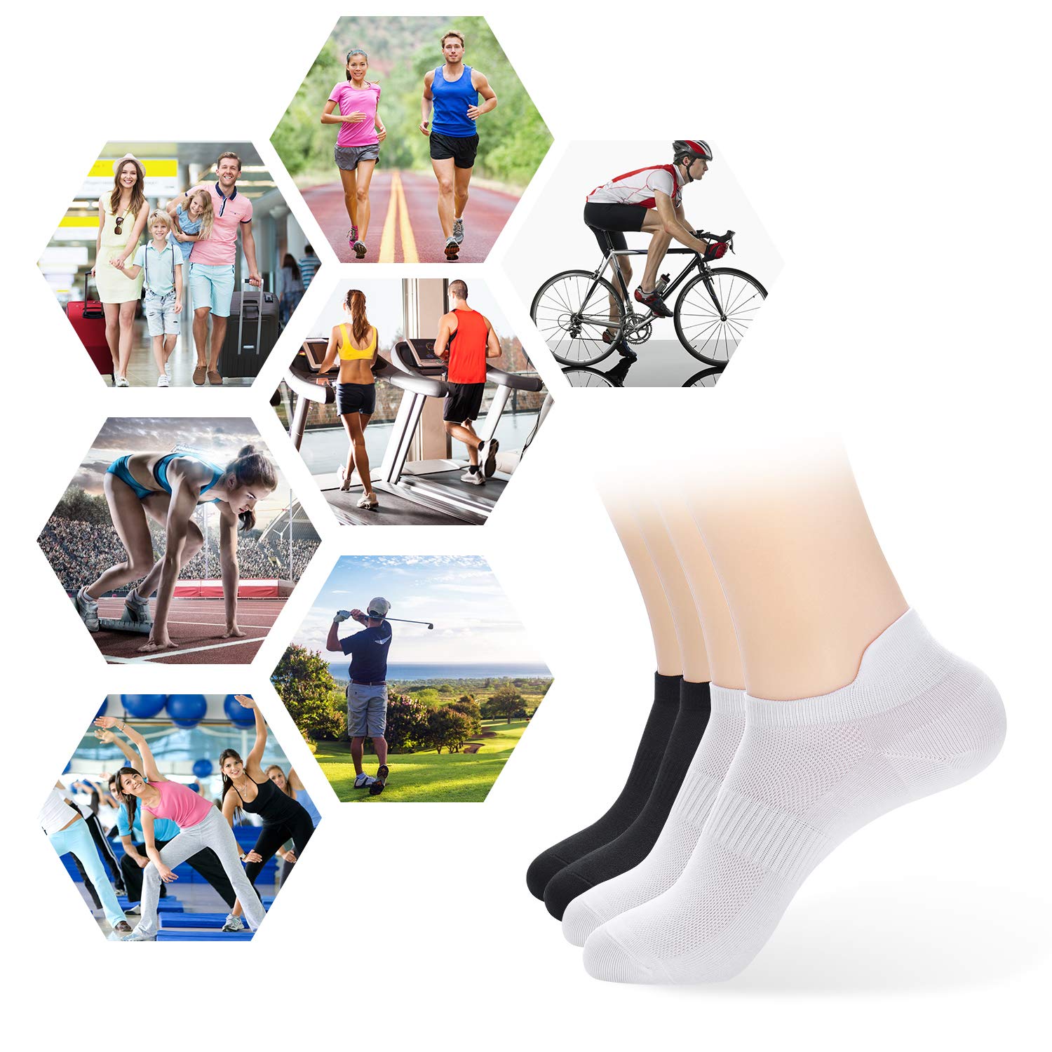 ATBITER Ankle Socks Womens and Men Thin Athletic Running Low Cut No Show Socks With Heel Tab 6/10-Pairs