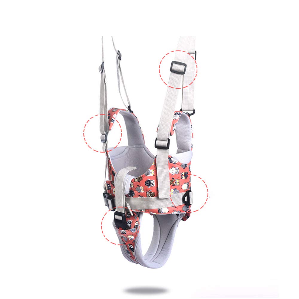 Baby Walker, Baby Walking Harness Sit to Stand Learning Helper Hand-held Assistant with Crotch Adjustable Safety Lifting & Pulling Dual-use Owl Print for Toddlers Infant Kids Activity (Red)