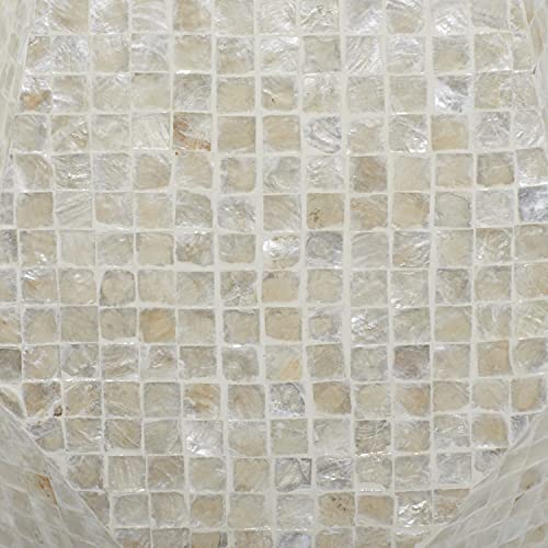 Deco 79 Mother of Pearl Shell Handmade Side End Accent Table End Table, Side Table 16" x 16" x 19", Cream
