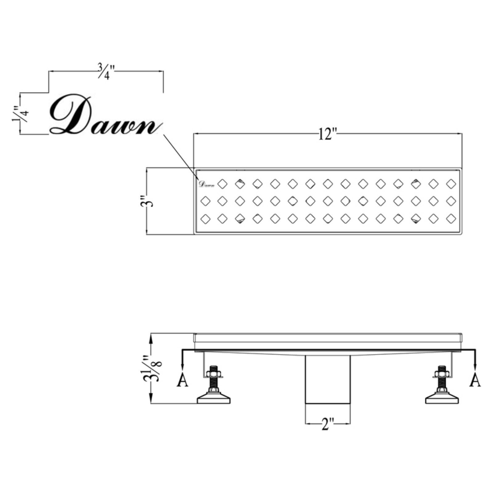 Dawn LMI320304 Mississippi River Series Linear Shower Drain, 32-Inch