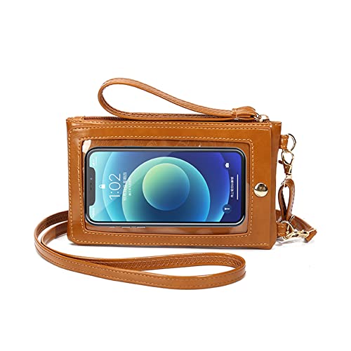 Belsmi Small Crossbody Cell Phone Purse for Women, Mini Messenger RFID Blocking Travel Shoulder Handbag Leather Wallet (Red)