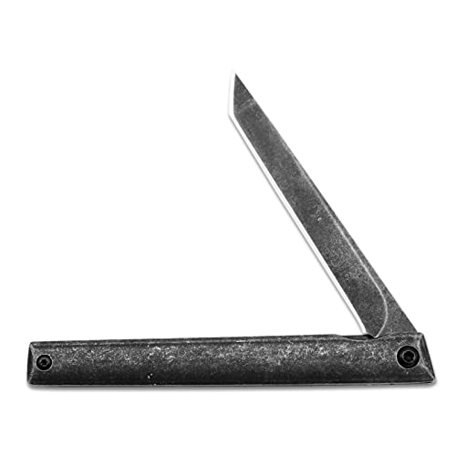 Carimee Pocket Knife with Pocket Clip, Sheath, D2 Steel Blade, Stonewashed Handle, EDC Gentleman Knife for Outdoor, Gift for Men LD02T