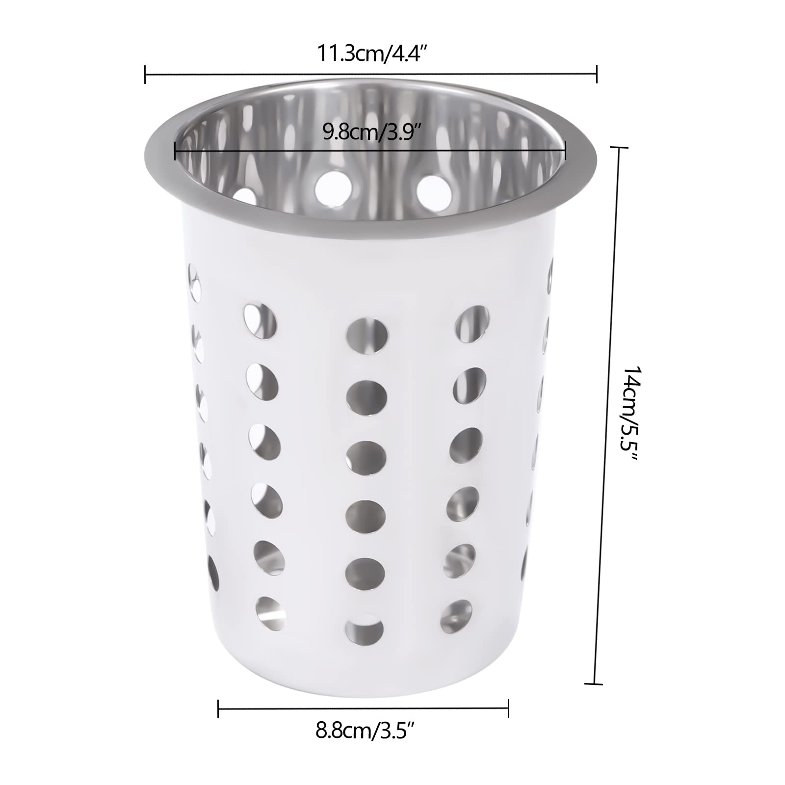 BILPIKOGoo Flatware Organizers 4-Hole Stainless Steel Cylinder Flatware Silverware Utensil Holder Organizer Canddy for Home,School, Restauran Use