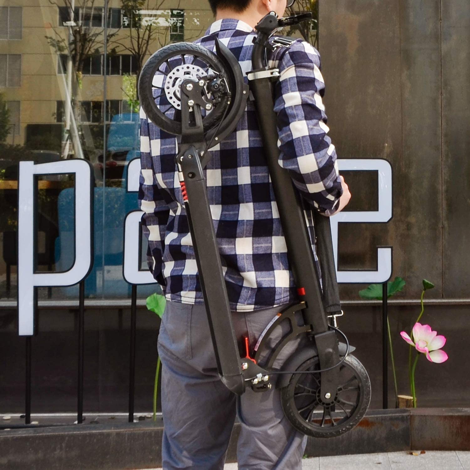 besrey Kick Scooter for Adults for 8 Years and Up - 2 Wheel Folding Scooter with Shoulder Strap for Kids Teens - Lightweight, Aluminum Frame, Adjustable Handlebars, Scooters for Riders Up to 220 lbs