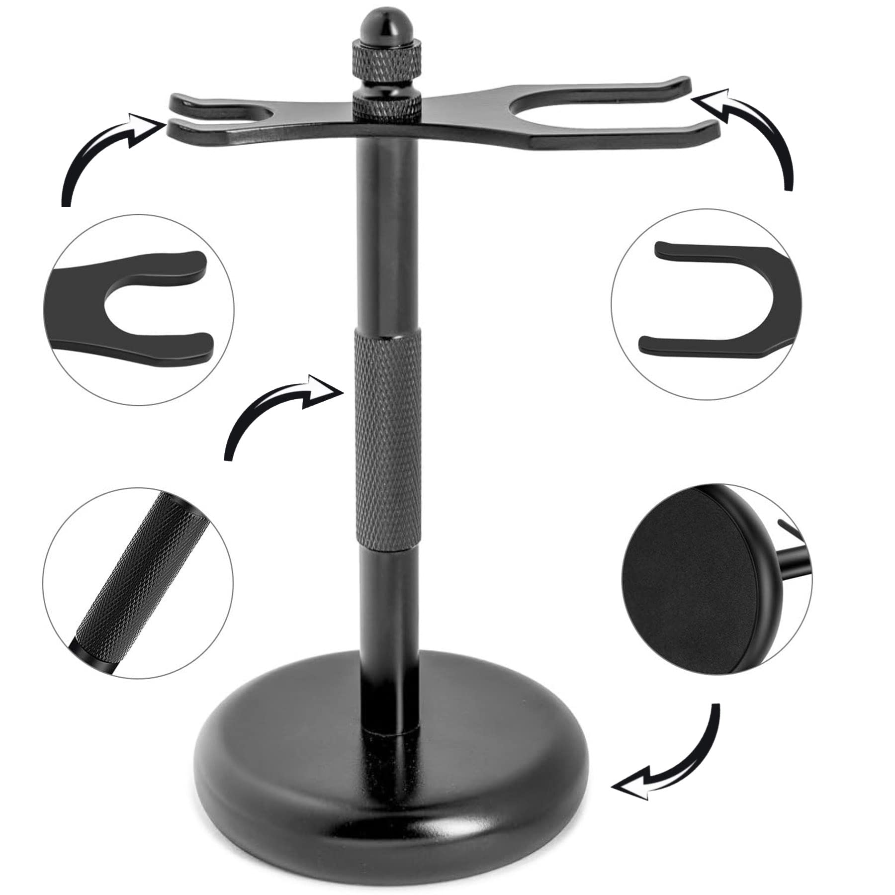 Shaving Razor Kit Double Edage Safety Razor 2 Layers Stainless Steel Shaving Mug Shaving Soap Cream Synthetic Shaving Brush Heavy Chrome Shaving Stand Black Shaving Razor Gift for Men