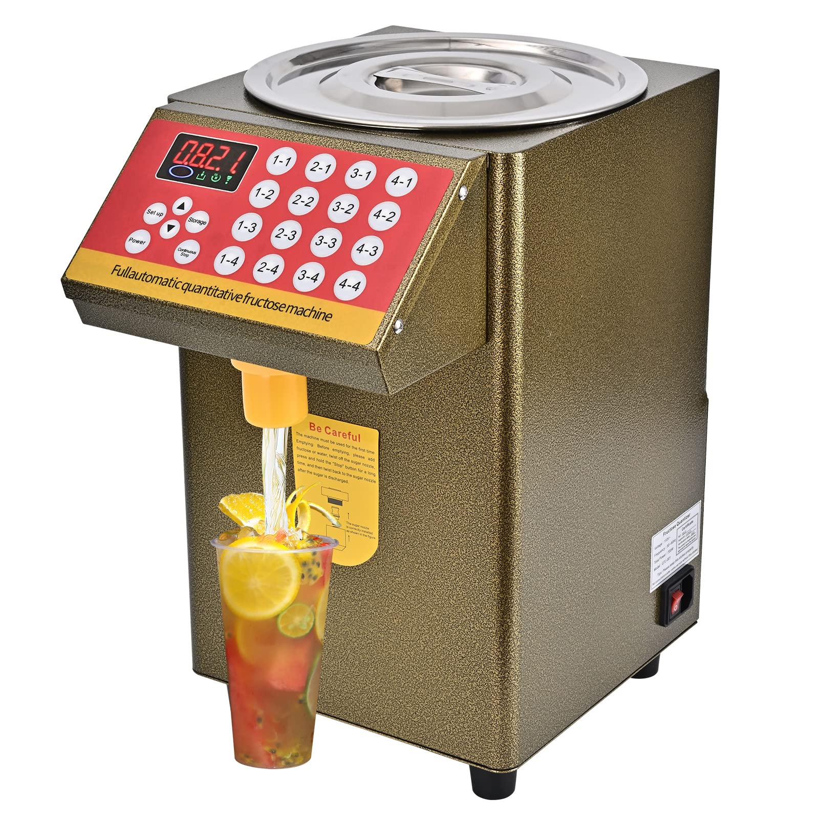Automatic Fructose Dispenser, 330W 8000CC/ 2.11GAL Stainless Steel Syrup Dispenser Bubble Tea Equipment Fructose Quantitative Machine 110V