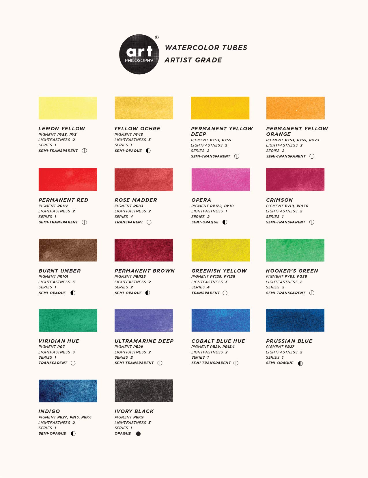 ART PHILOSOPHY® Artist Grade Watercolor Tubes Hooker'S Green