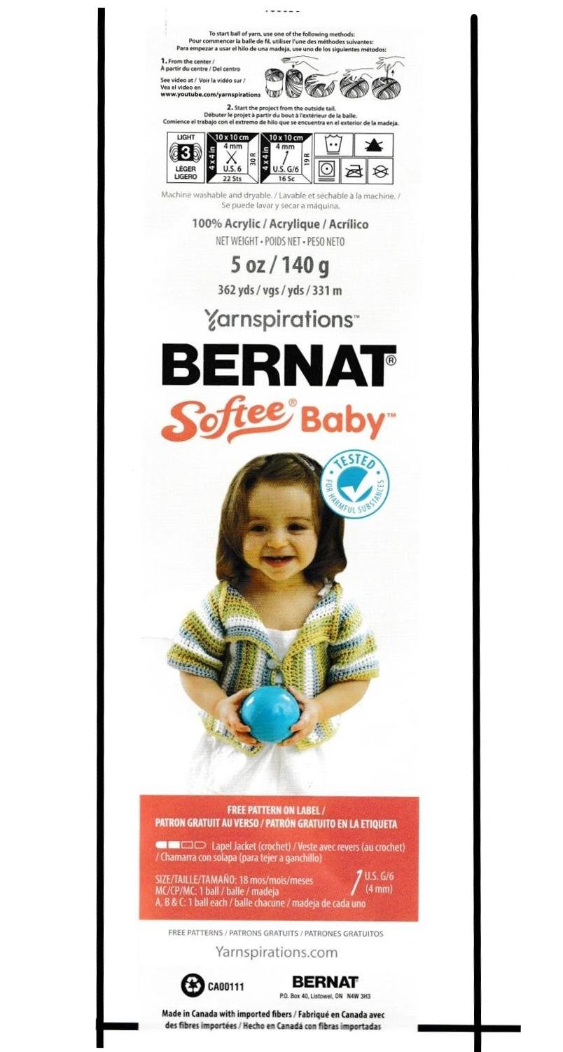 Bernat Softee Baby Acrylic Yarn 3 Pack Bundle Includes 3 Patterns DK Light Worsted #3 (Peach)