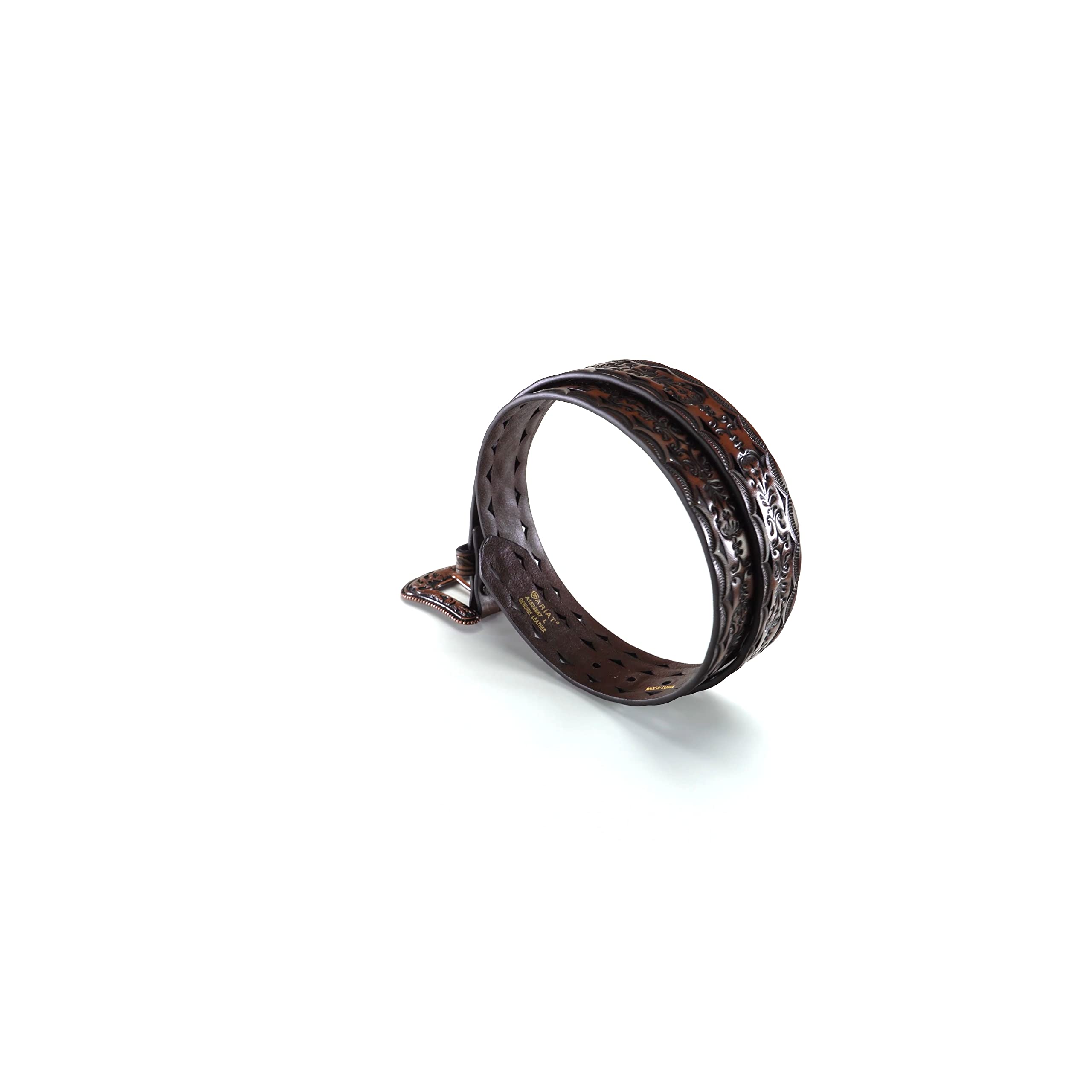 Ariat Women's Copper Buckle Triangle Cut Out Belt, Brown/Black, Extra Large