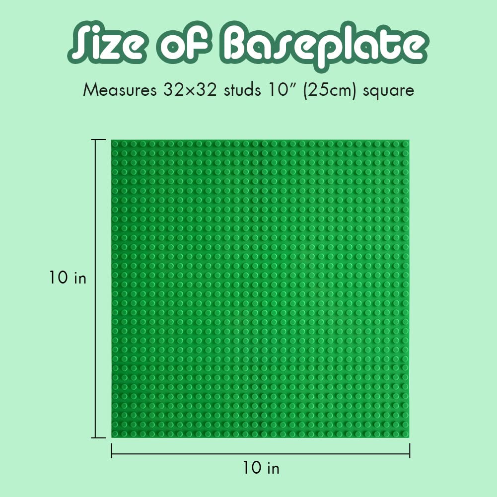Lekebaby Classic Baseplates Building Base Plates for Building Bricks 100% Compatible with Major Brands-Baseplates 10" x 10", Pack of 12