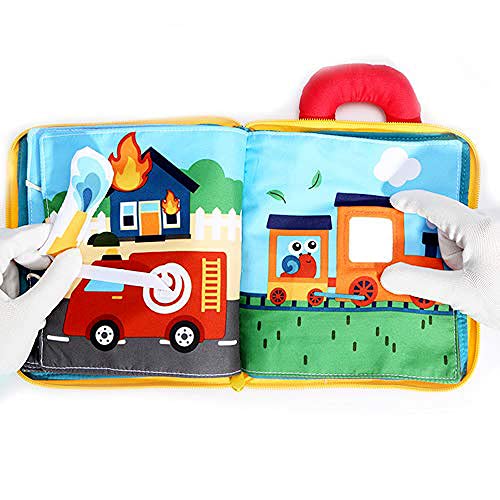 Felt Quiet Books - 9 Kinds Vehicle Identify Skill Boys and Girls, Ultra Soft Baby Book Touch and Feel Cloth Book, 3D Books Fabric Activity for Babies /Toddlers, Learning to Sensory Book、Busy Book