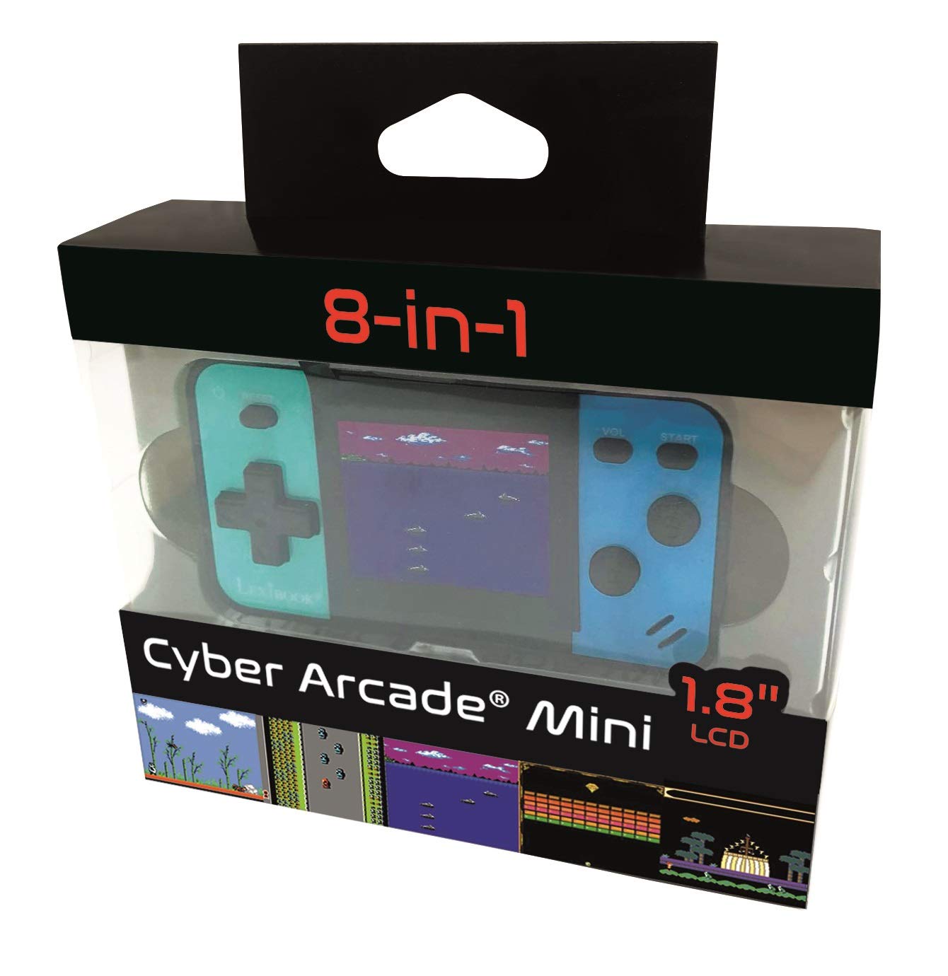 LEXiBOOK Portable Handheld Game Console Cyber Arcade Mini 8 Games, 1.8" (4.5cm) Color LCD Screen, Gaming Toy for Kids Teenagers, Blue/Black, JL1890