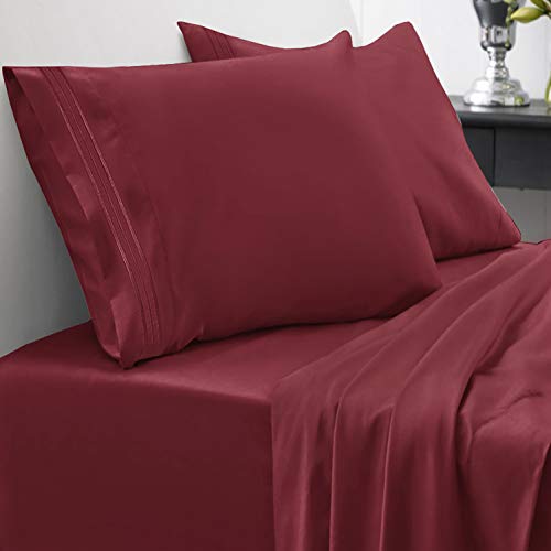 Full Size Sheet Sets - Breathable Luxury Sheets with Full Elastic & Secure Corner Straps Built In - 1800 Supreme Collection Extra Soft Deep Pocket Bedding Set, Sheet Set, Full, Burgundy