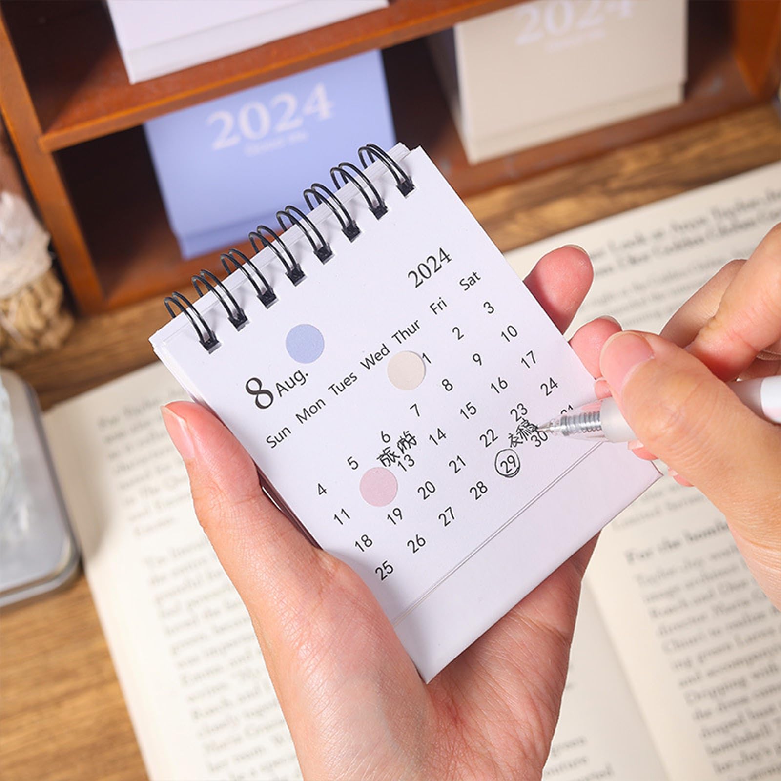 BinaryABC Small Desk Calendar 2023-2024,Mini Monthly Desk Calendar Planner,Mini Desktop Standing Flip Perpetual Calendar,New Year Party Supplies Gift (Black)