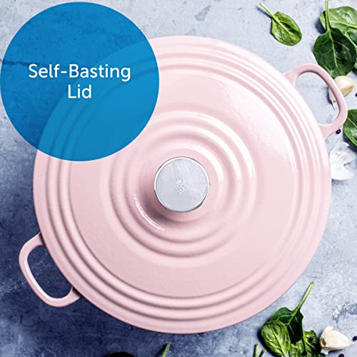BK Cookware Bourgogne Enameled Cast Iron 7QT Dutch Oven, Dusty Pink