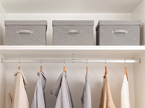 StorageWorks Decorative Storage Boxes, Storage Basket With Lid And Handles, Gray, Large, 2-Pack, 15 ¾" L x 10 ¼" W x 9 ¾" H