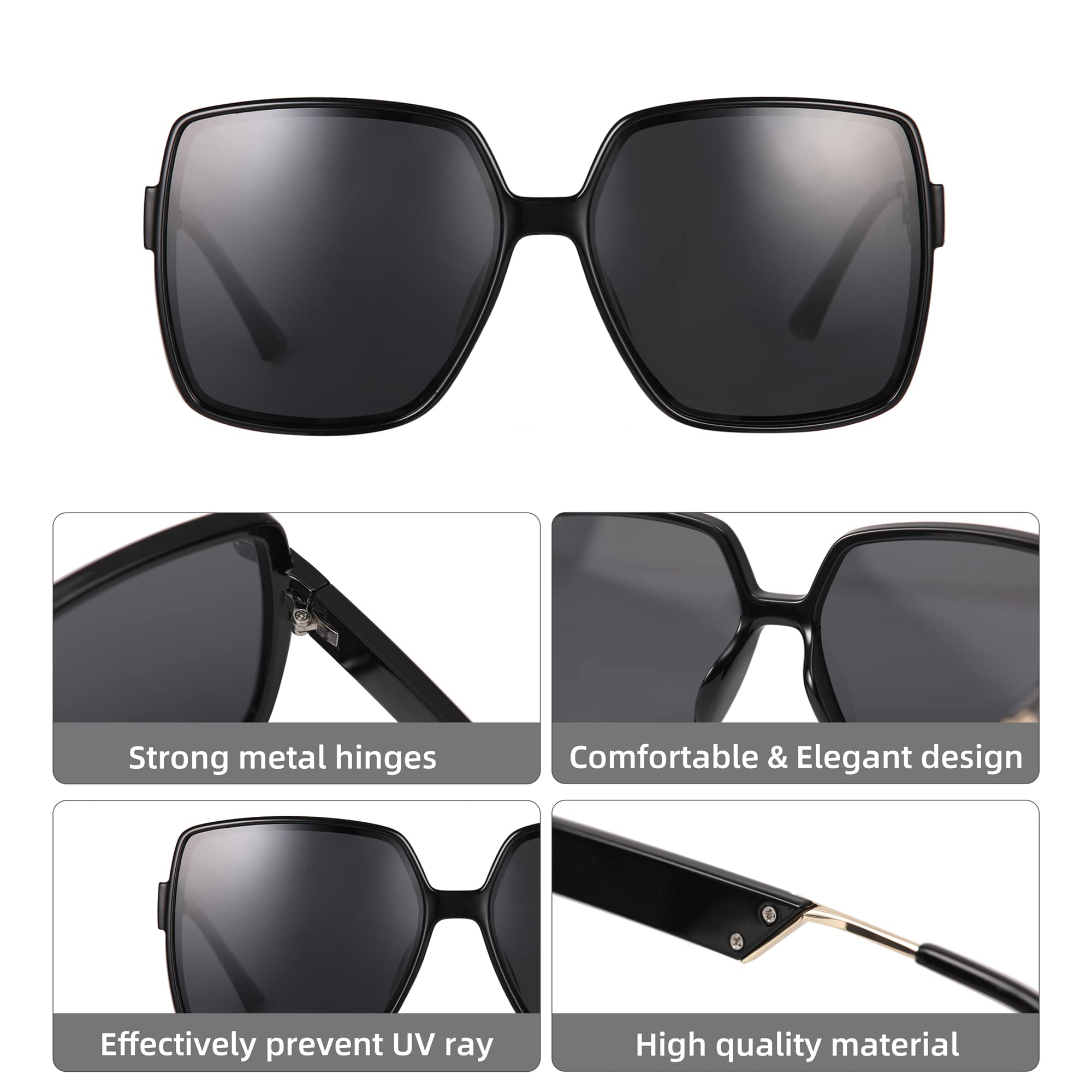 BAO SHI DA Oversized Sunglasses for Women Polarized UV Protection Square Sunglasses Womens Trendy TXMP2155-P11