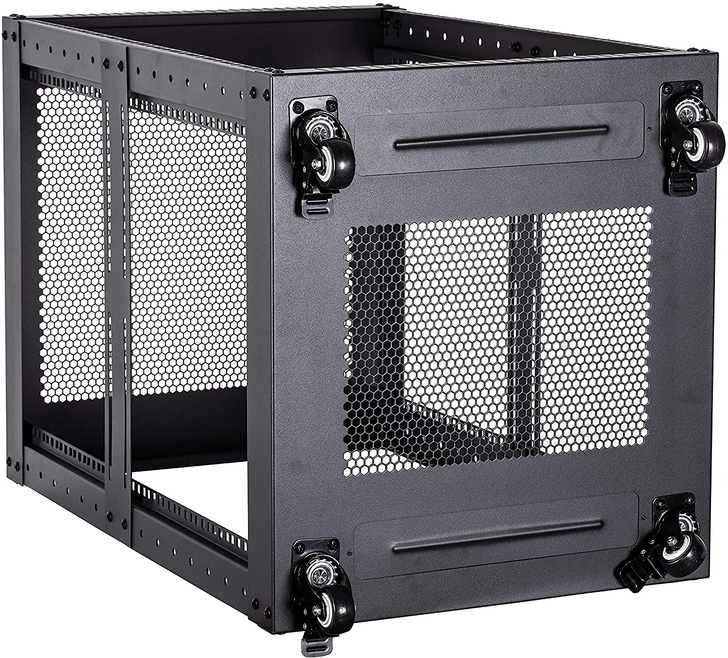 Kenuco 25U Standing Open Frame Rack with 4 Wheels and 4 Legs - Steel Network Equipment Rack 17.75 Inch Deep