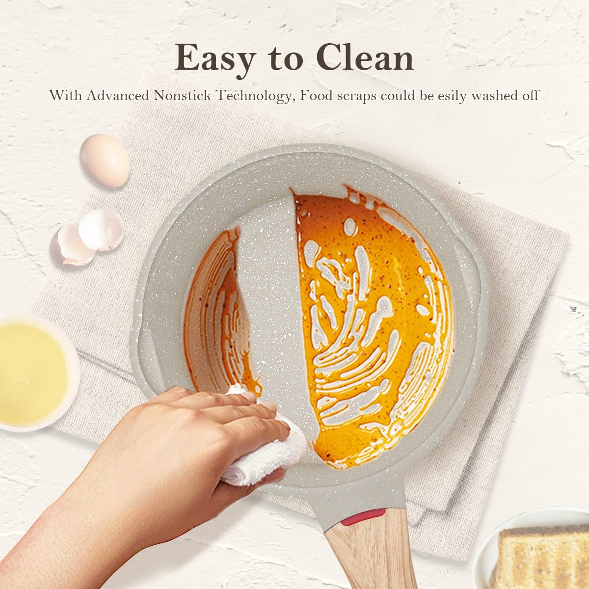 Bobikuke 1.5Qt & 1.8Qt Nonstick Sauce Pan Set with Lid, 4 Pcs Small Soup Pot with Pour Spout for Cooking Compatible for All Stoves, PFOA FREE