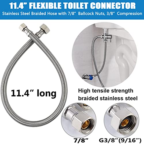 Brass Bidet T Adapter with Toilet Connector Line, Bidet Adapter Valve with Shut Off Valve, Connect to 1/2 or 3/8 Bidet Hose, 7/8" Toilet Tee Adapter for Handheld Bidet Attachment,Chrome,SonTiy