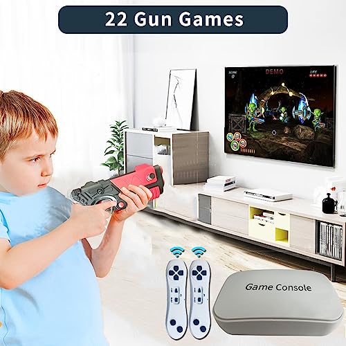 Damcoola Game Console with 900+ Games, Handheld Retro Video Game Console for Kids& Adults, Game System with AR Gun Game,2 Game Controller, TV Plug& Play, Xmas Birthday Toy Gift for Boys& Girls Age 3 +