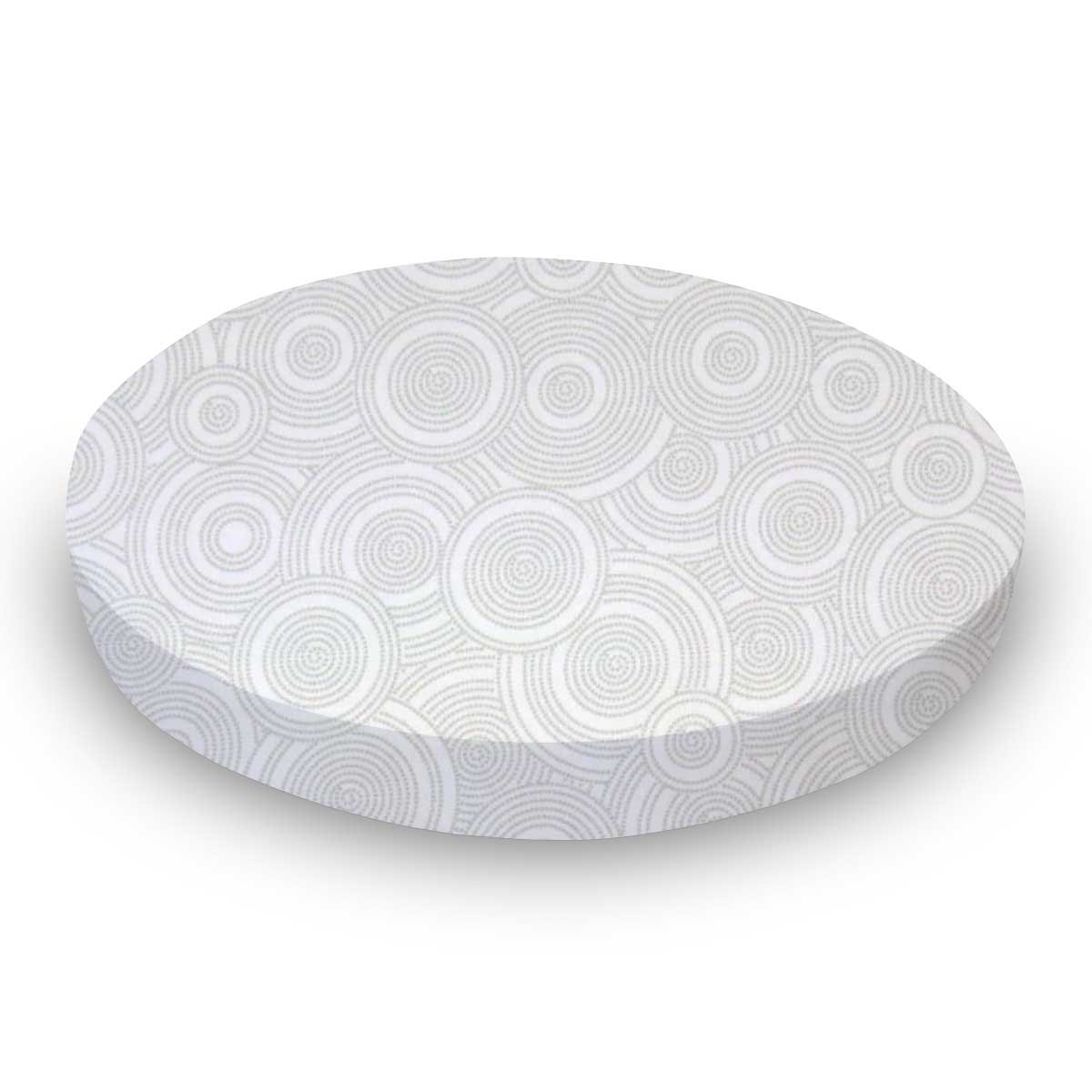 SheetWorld Baby Fitted Round Crib Sheet, 100% Cotton Woven Sheet, Unisex Boy Girl, 42 x 42 inches, Grey Multi Circles, Made in USA