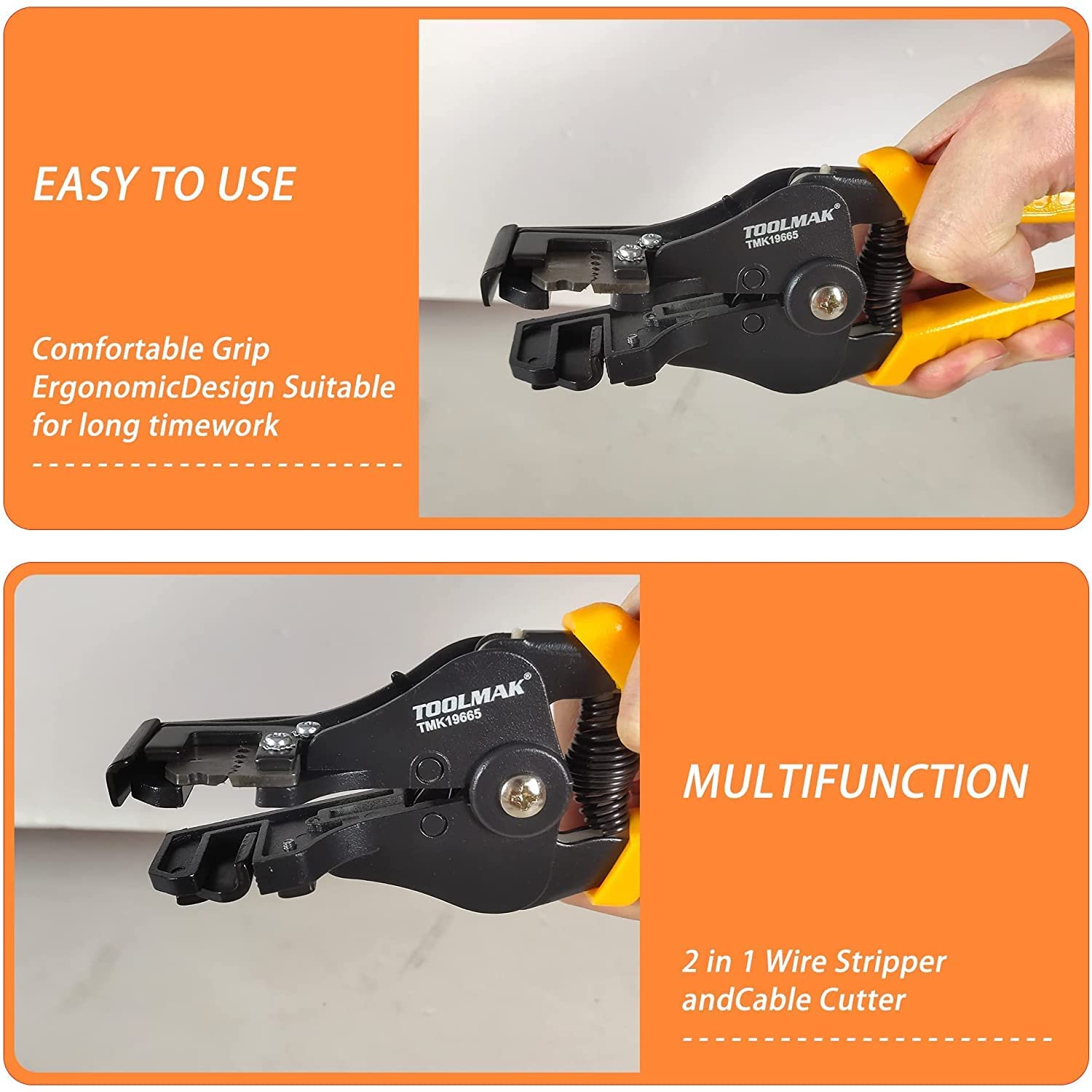 Automatic Wire Stripper TOOLMAK 7 inch Wire Cutter Wire Stripper Heavy Duty Wire Stripper Tool for 8-22 AWG Wirer Electronic and Automotive Repair