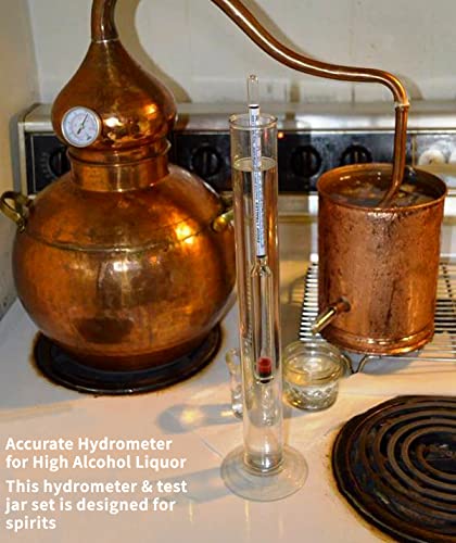 Cimalab Hydrometer Alcohol Meter Test Kit, Hydrometer Alcohol 0-200 Proof & 0-100 Tralle with Hydrometer Test Jar, Alcohol Proof Tester for Liquor, Moonshine, Proofing Distilled