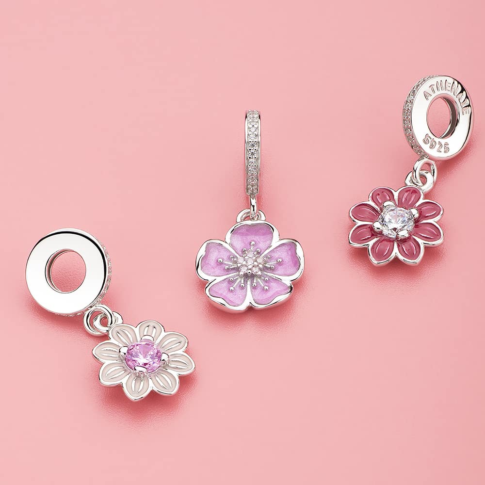 ATHENAIE 925 Sterling Silver Crystal Lovely Insect Bee Charms Pendant for European Bracelet