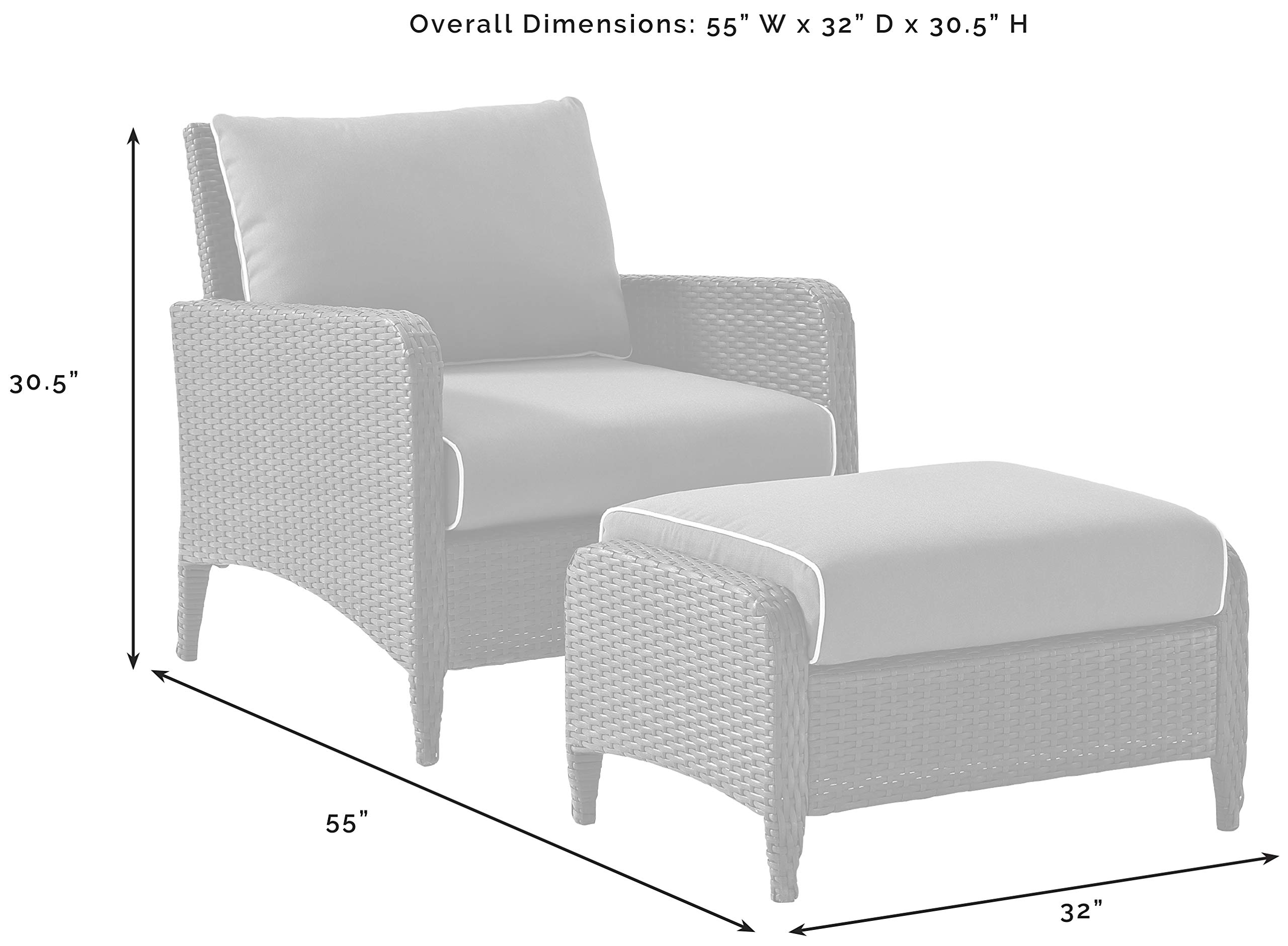 Crosley Furniture Kiawah 2-Piece Outdoor Chair Set, Wicker Patio Chairs for Conversation, Porch, Deck, Blue