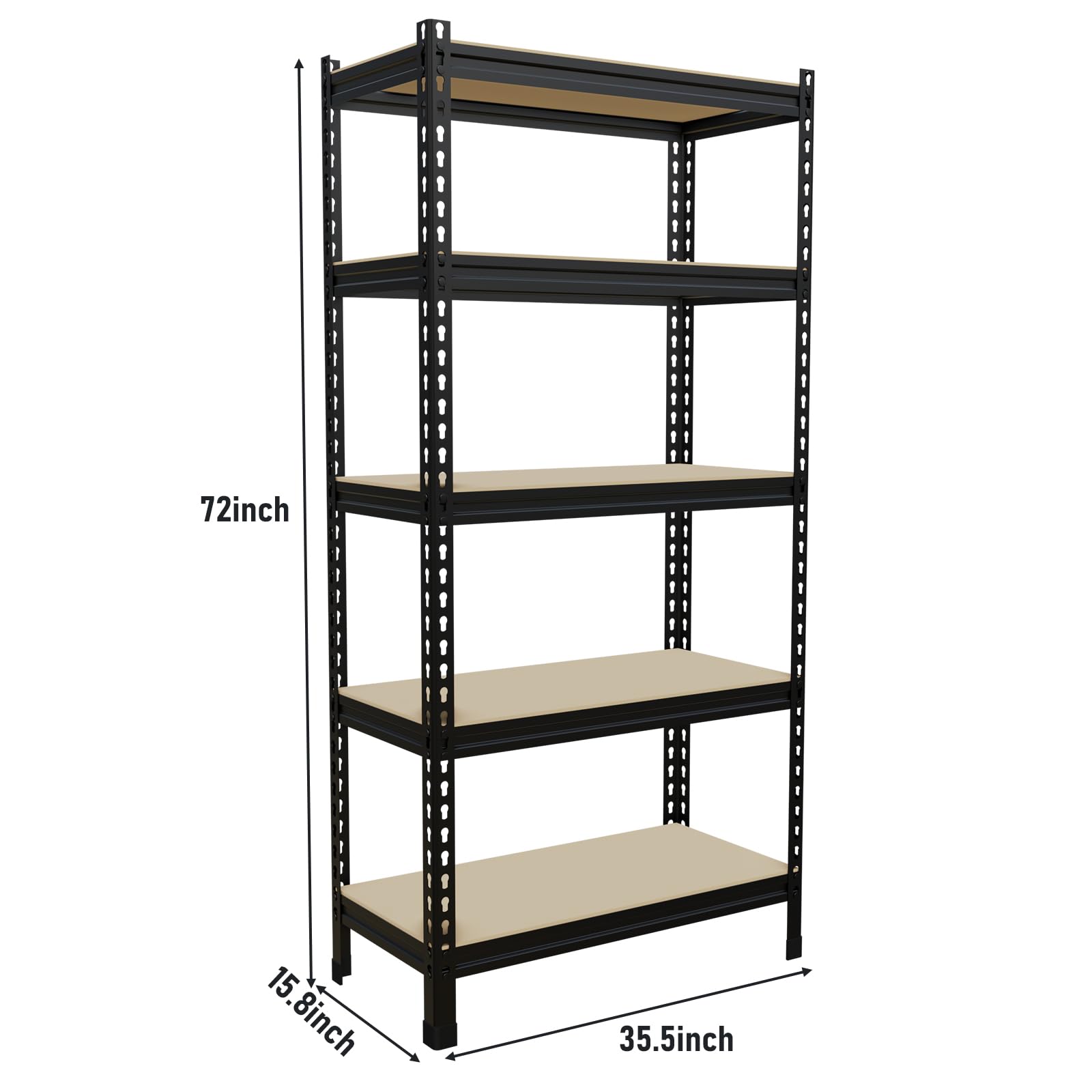 CFTEL Storage Shelves, 2000LBS Garage Shelving, 72"H x 35.5"W x 15.8"D Heavy Duty Metal Shelves, 5 Tier Shelving Units for Garage Shelves Adjustable Garage Shelves and Storage for Closet Pantry Shelf