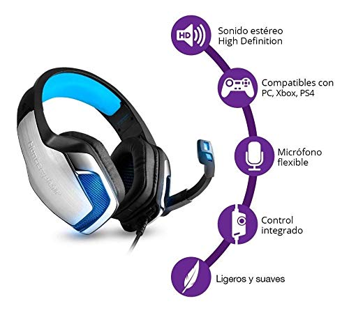 HLDTech V-4 Gaming Over-Ear Headset for PS5 PS4 Switch Xbox One, Clear Sound Headphones All-in-One with Mic Stereo Surround Noise Reduction LED Lights Volume Control for Laptop, PC, Tablet, Cellphone